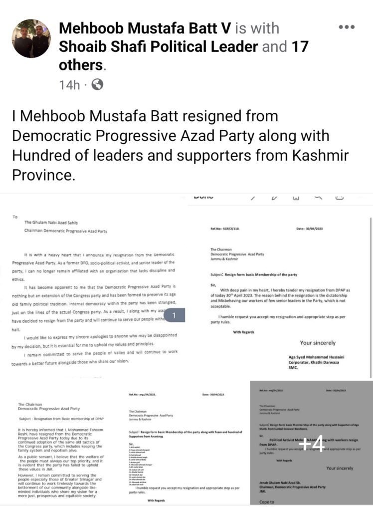Azad's Nephew Mehboob Mustafa Resigns From Democratic Progressive Azad ...